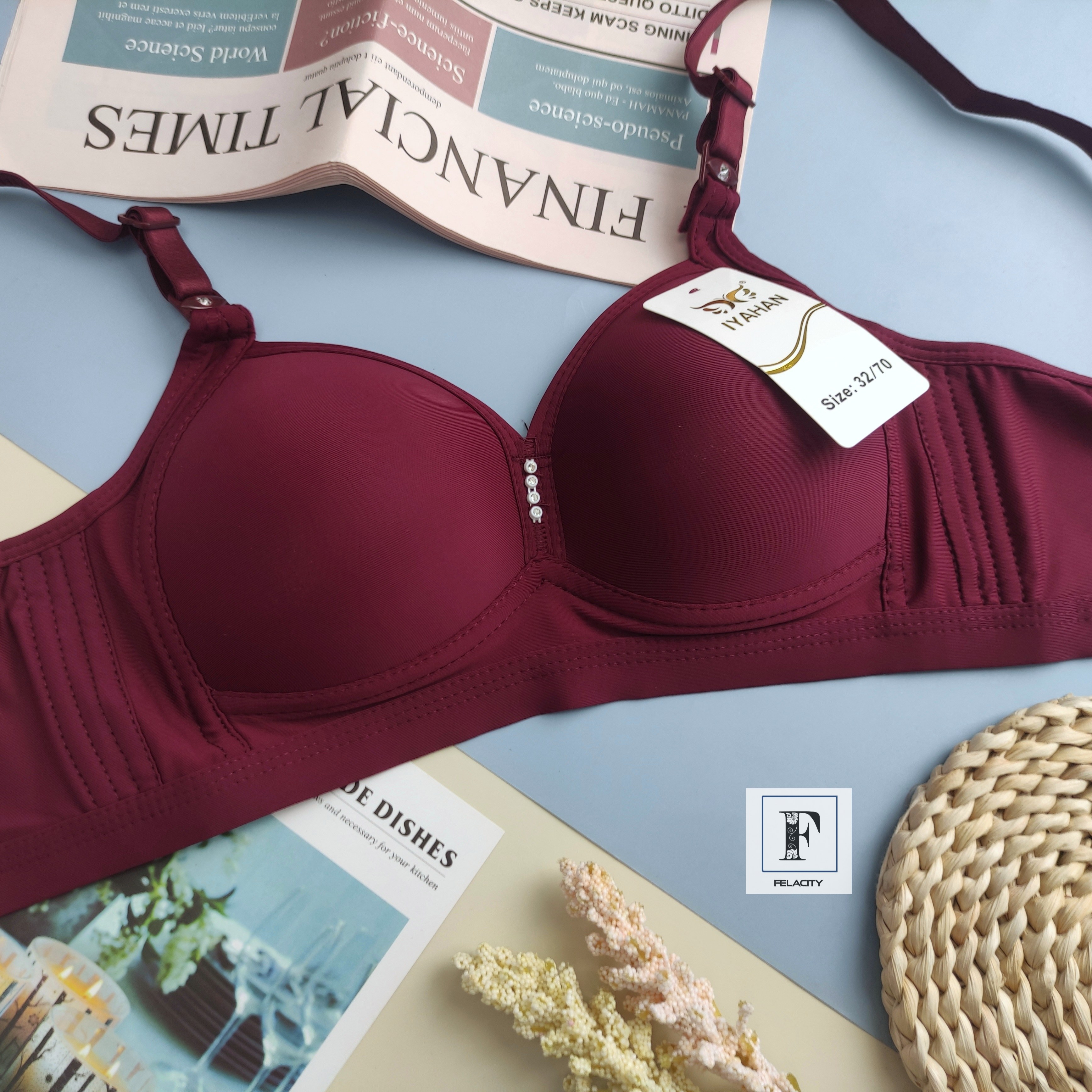 Bra Women Full Cup Wireless Plain AB Cup 32-38 Baju Dalam Wanita Cup ...