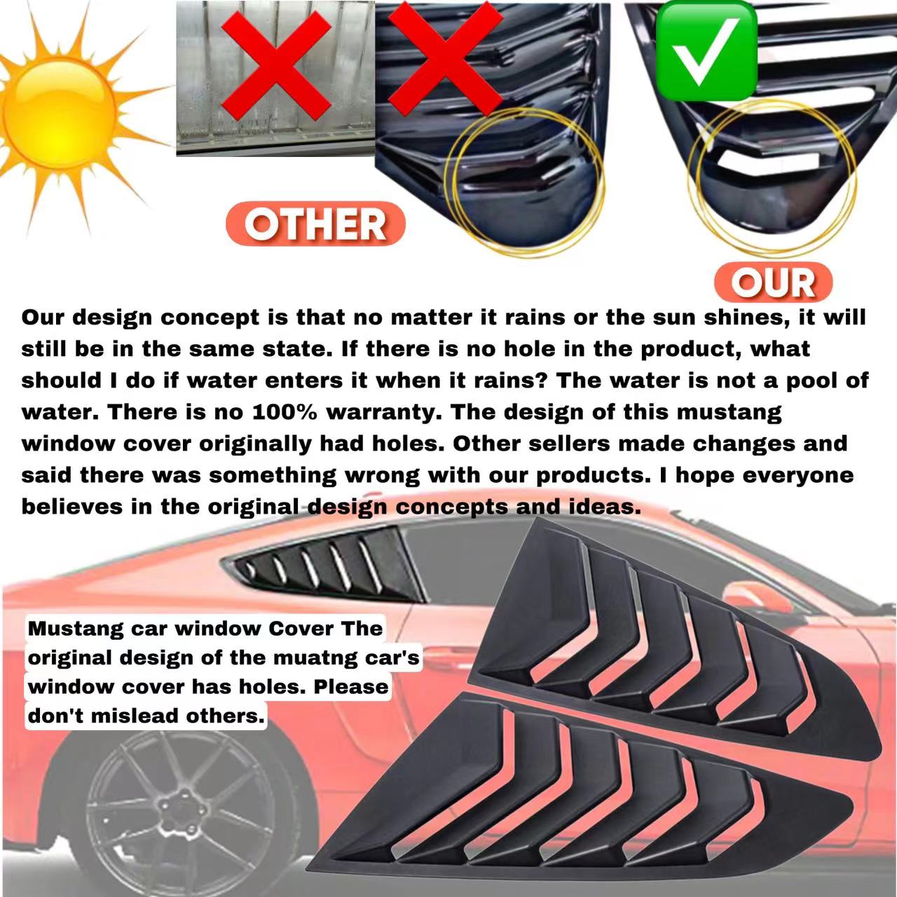 1set 2pcs MUSTANG Black Rear Side Cover Window Triangle Mirror FREE ...
