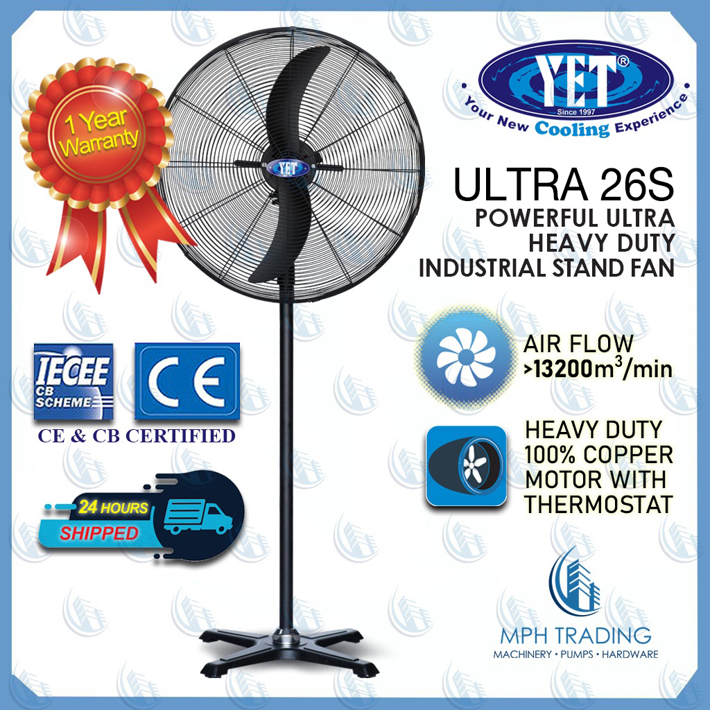 YET Ultra 26S 26" Heavy Duty Powerful Industrial Stand Fan 12300m3/h ...