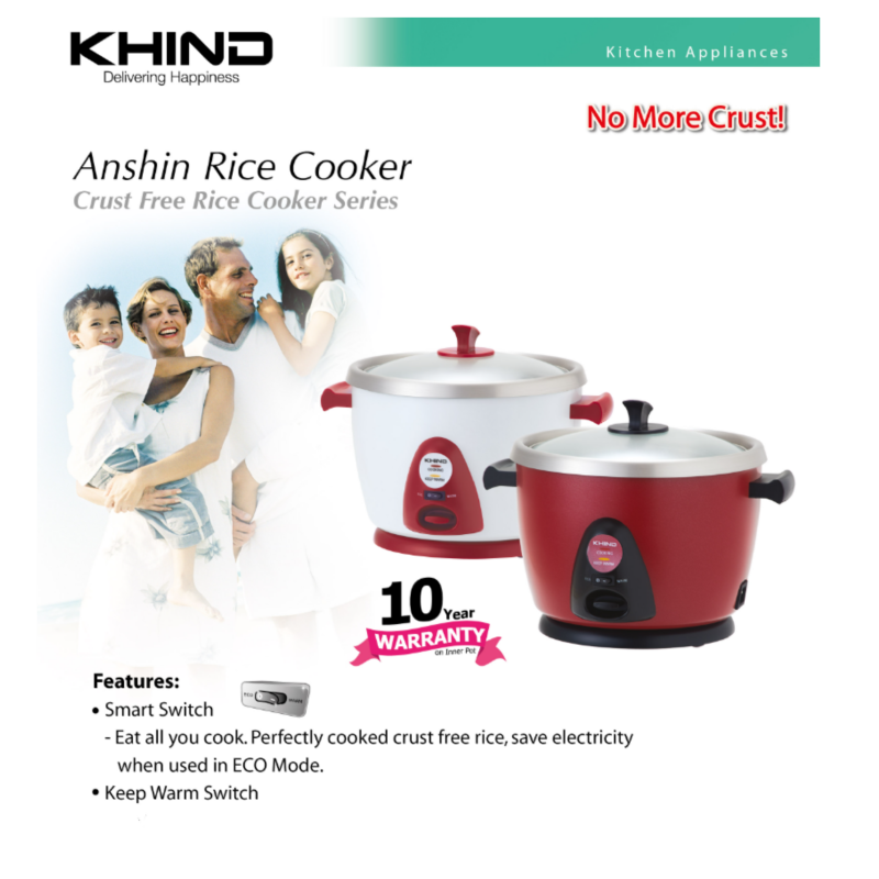 Khind Anshin (Red Alpha) Rice Cooker 0.6L RC106M / 1.0L RC110M / 1.8L ...