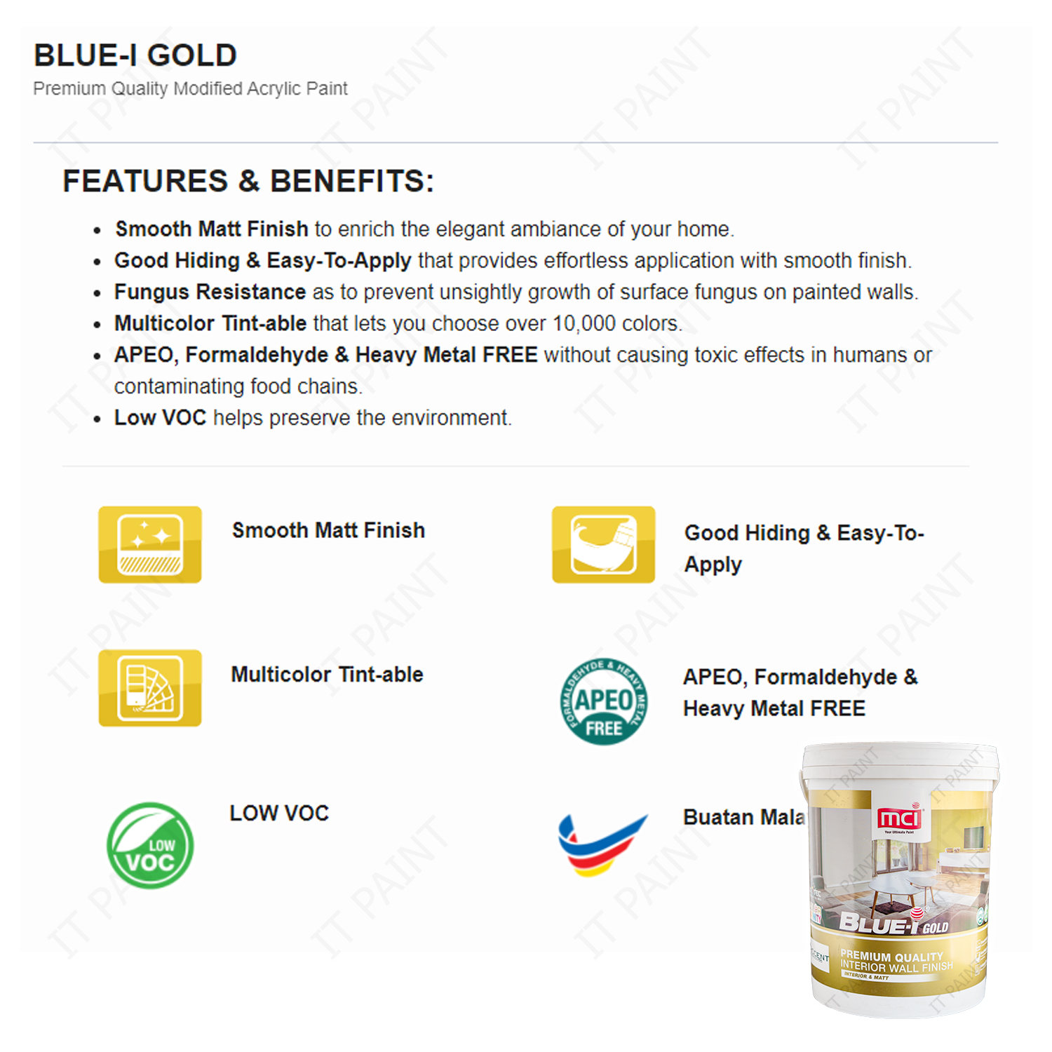 [CLASSIC BROWNS] 1 Liter MCI Paint Blue-I Gold Baoma Optisheen Interior ...
