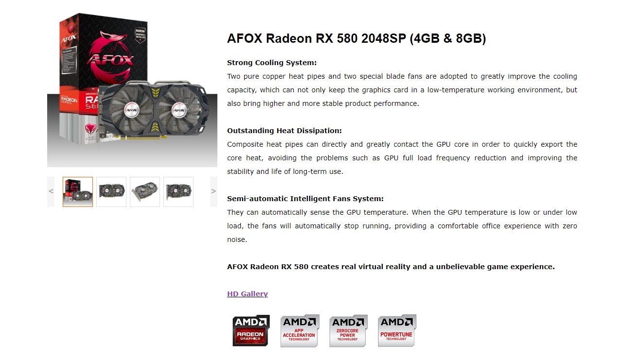 AFox RX 580 8GB GDDR5 2048SP Graphic Card AMD Radeon RX580 8G D5 GPU ...