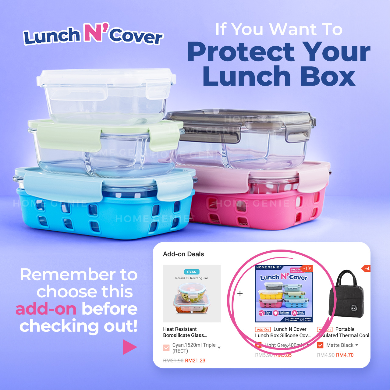 Home Genie Glass Container Lunch Box Microwave Safe BPA-Free Kids Food ...