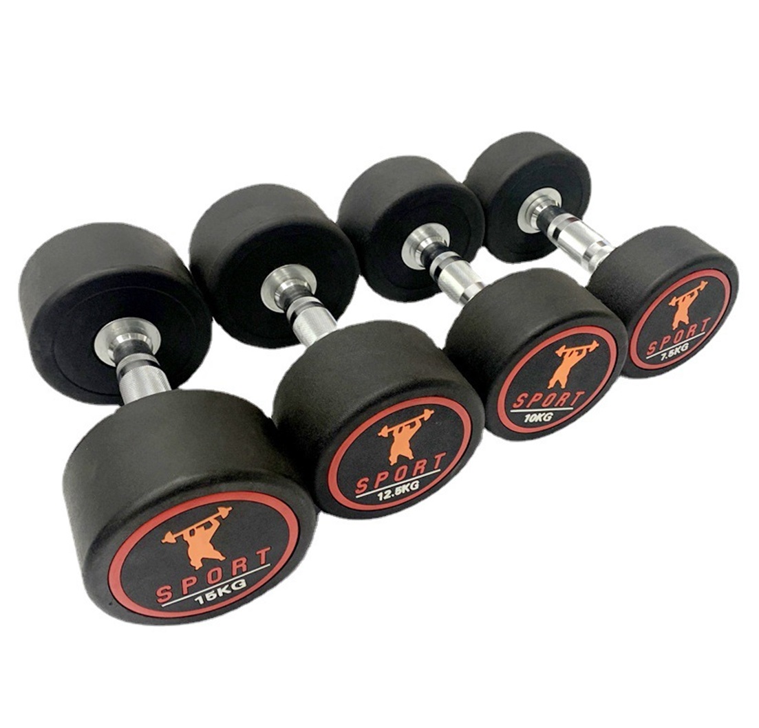 ADSports 2.5KG/5KG/7.5KG/10KG/12.5KG/15KG/17.5KG/20KG/22.5KG/25KG Round Head Dumbbell Rubber ...
