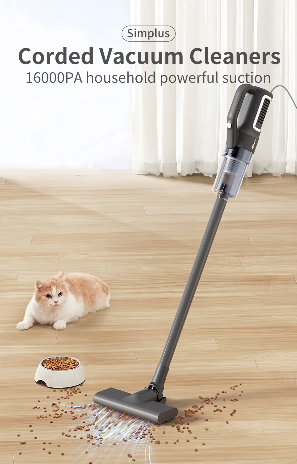 Simplus Vacuum Cleaner 16000PA 1.35KG 2 in 1 Brush HEPA F8 99% Micron ...