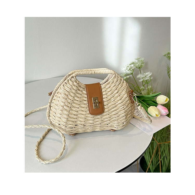 Korean Stylo Woven Knitted Beg Rotan Woman Rattan Sling Bag Handbag ...