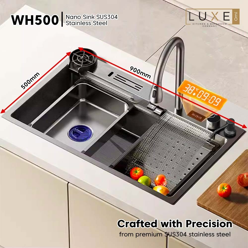 LUXE Stainless Steel Anti Scratch Honeycomb Kitchen Waterfall Sink ...