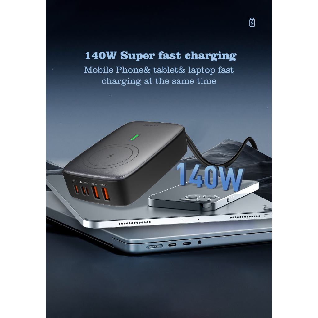 LDNIO Q4010 PD 140W SUPER FAST CHARGE + WIRELESS CHARGING, MULTIPORT ...