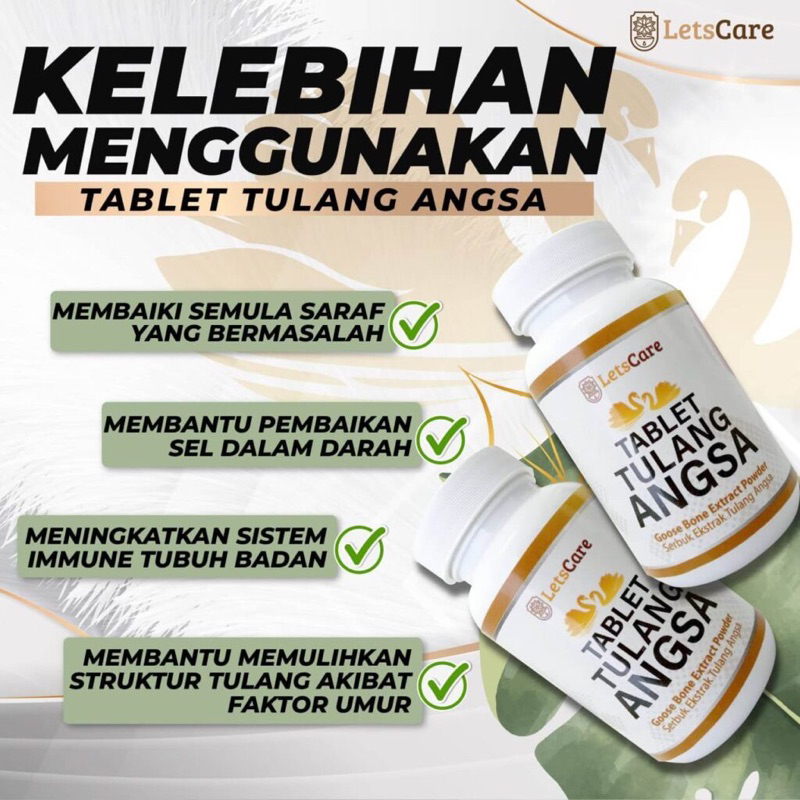 LETSCARE TABLET TULANG ANGSA GOOSE BONE POWDER rawat tulang patah saraf ...
