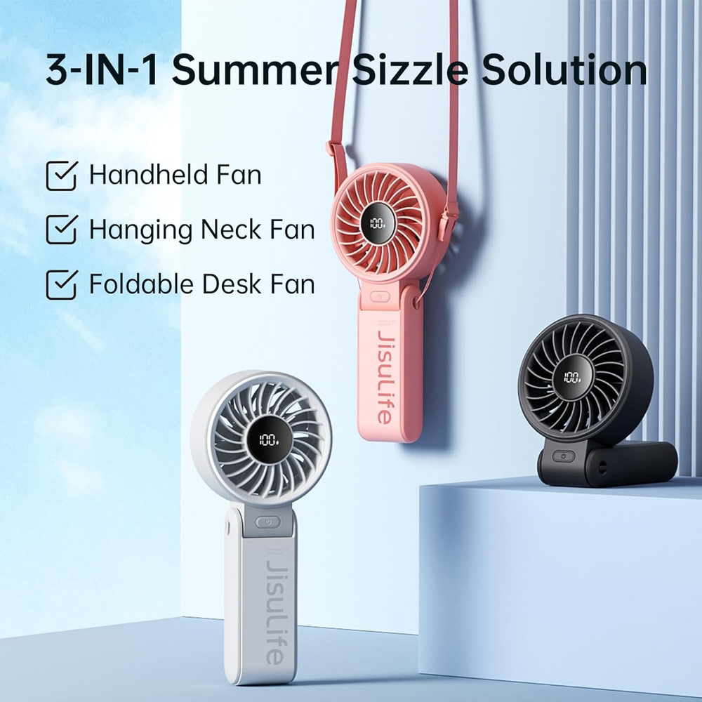 Jisulife 3 in 1 Handheld Fan Life7 Life 7 Powerful LED Display Portable ...