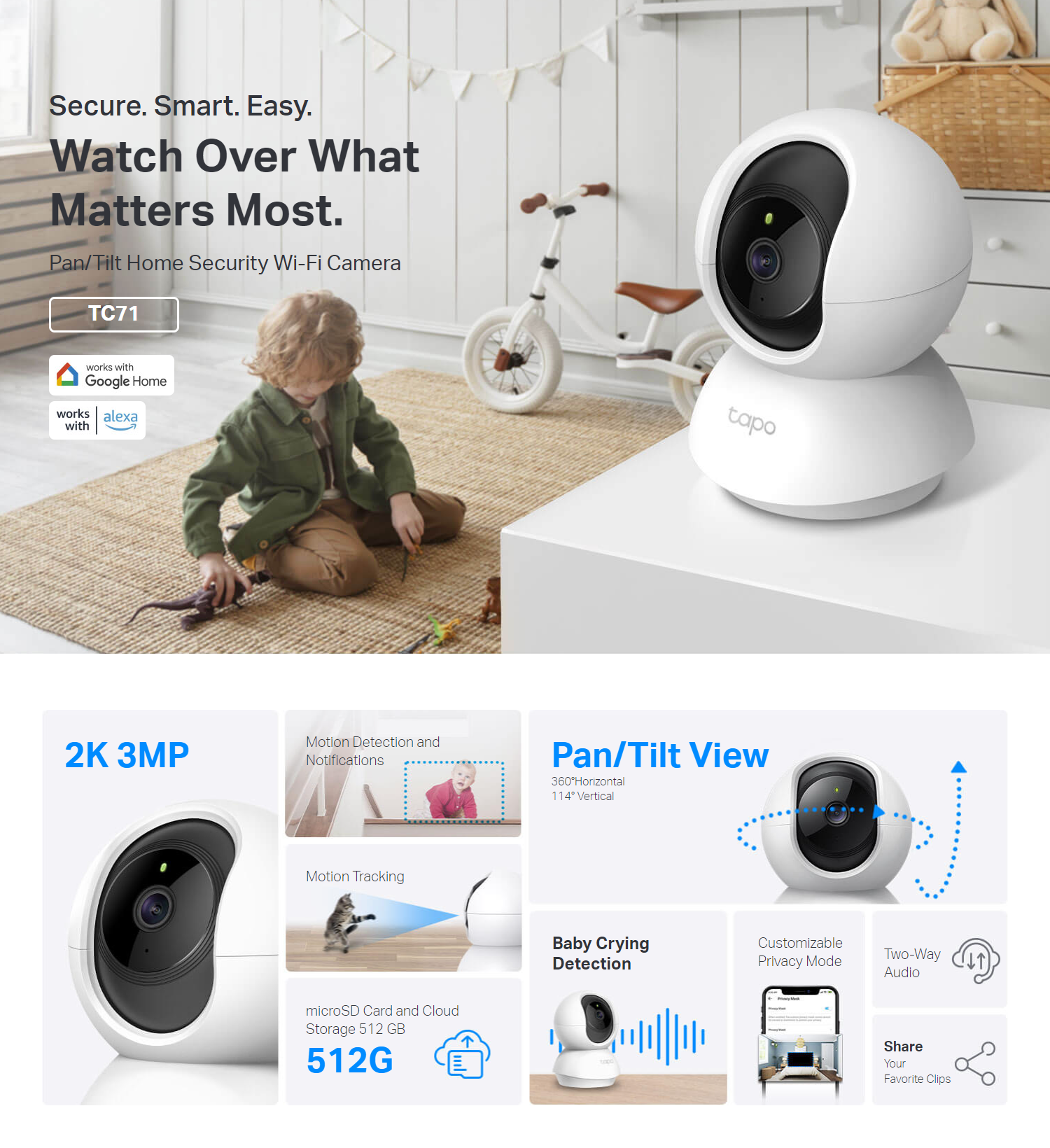 TP-Link Tapo TC70 / Tapo TC71 / Tapo TC72 Pan & Tilt WiFi Home Security IP Camera | C200 C210 ...