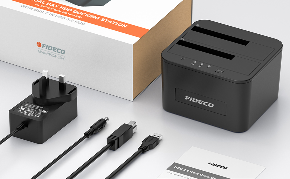 FIDECO YPZ04-S2H-U3 USB 3.0 Dual Bay HDD SSD Docking Station With Built-In USB 3.0 hub | Shopee ...