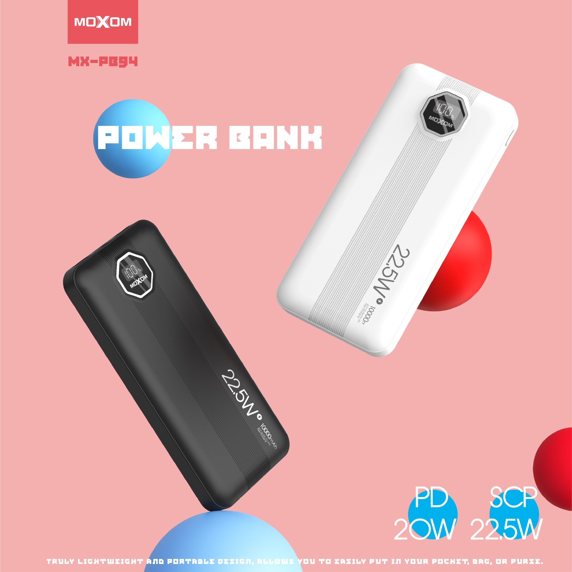 MOXOM MX-PB94 10000mAh / MOXOM MX-PB95 20000mAh POWER BANK PD 20W SCP ...