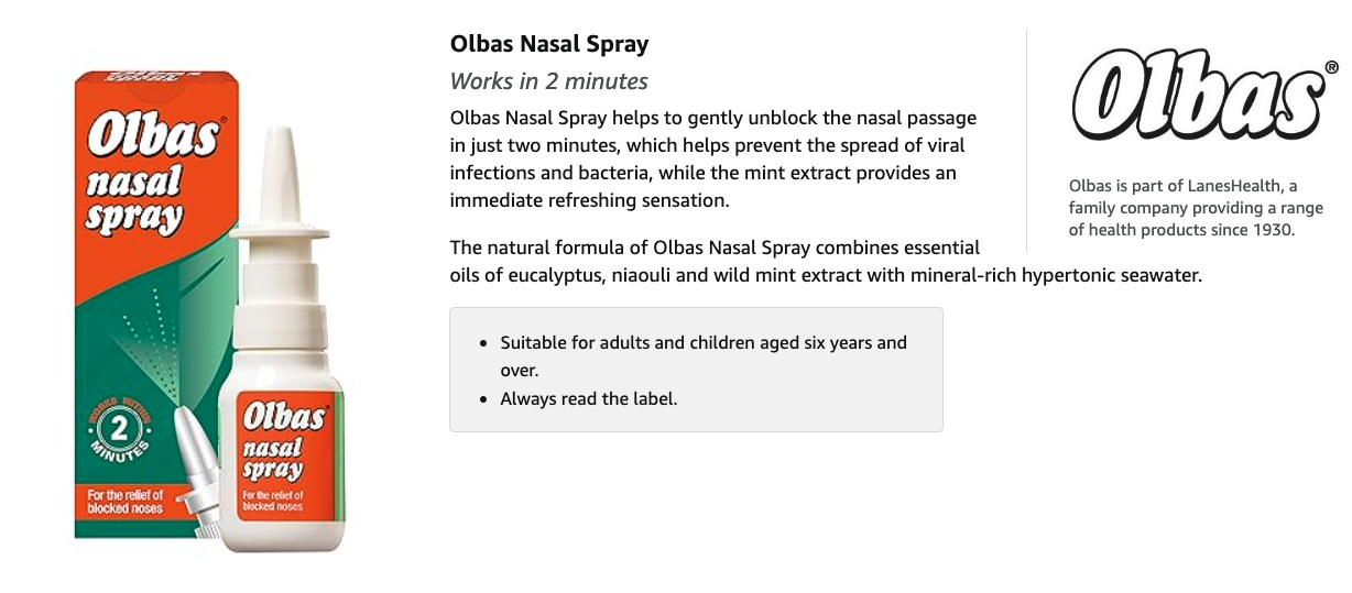 Olbas Oil | Nasal Spray - Helps to gently unblock the nasal passage ...