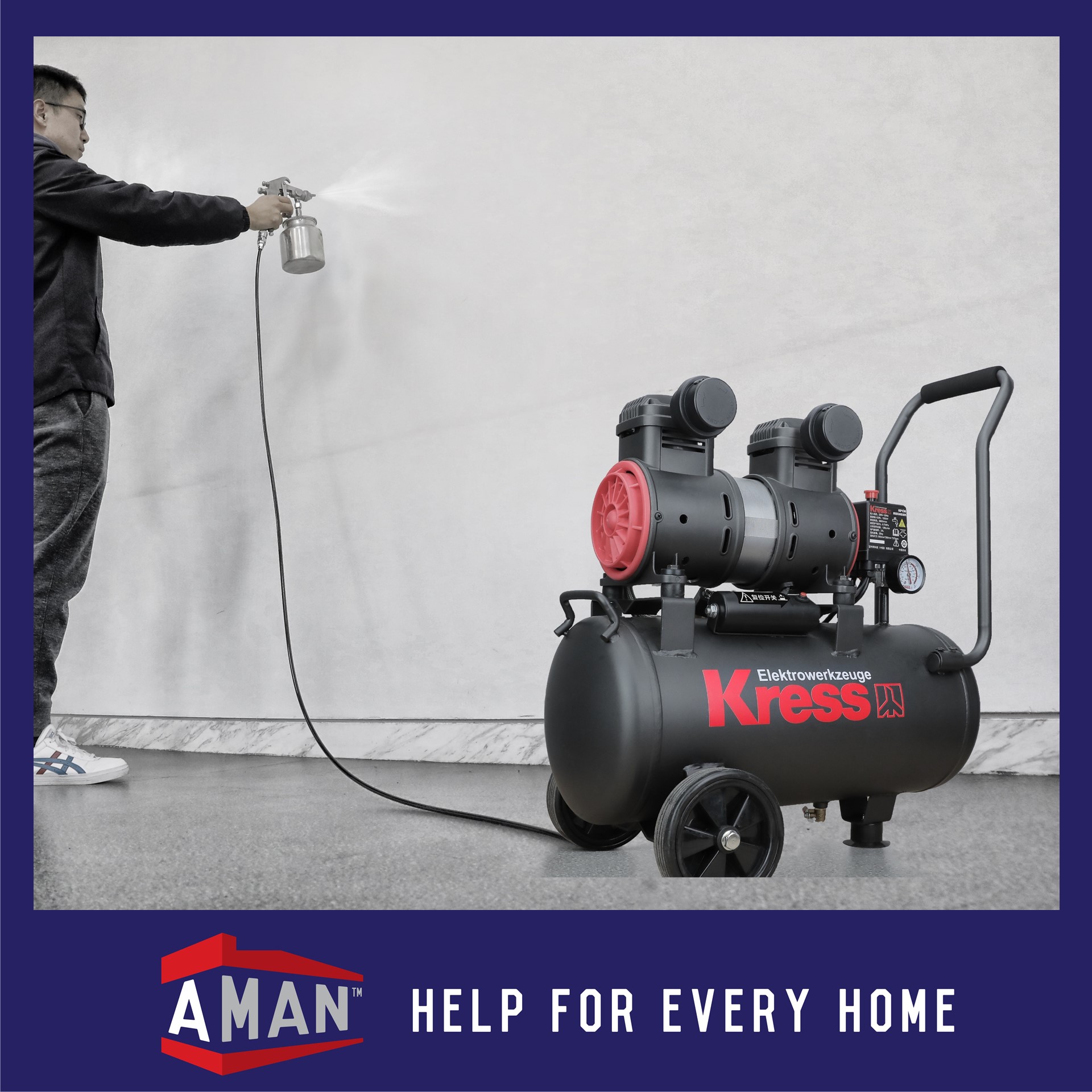 KRESS KP130 1500W 24L Air Compressor Air Fighter Industrial Silent ...
