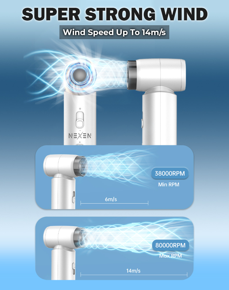80000 RPM High Speed Handheld Turbo Fan Rechargeable Adjustable Speed ...