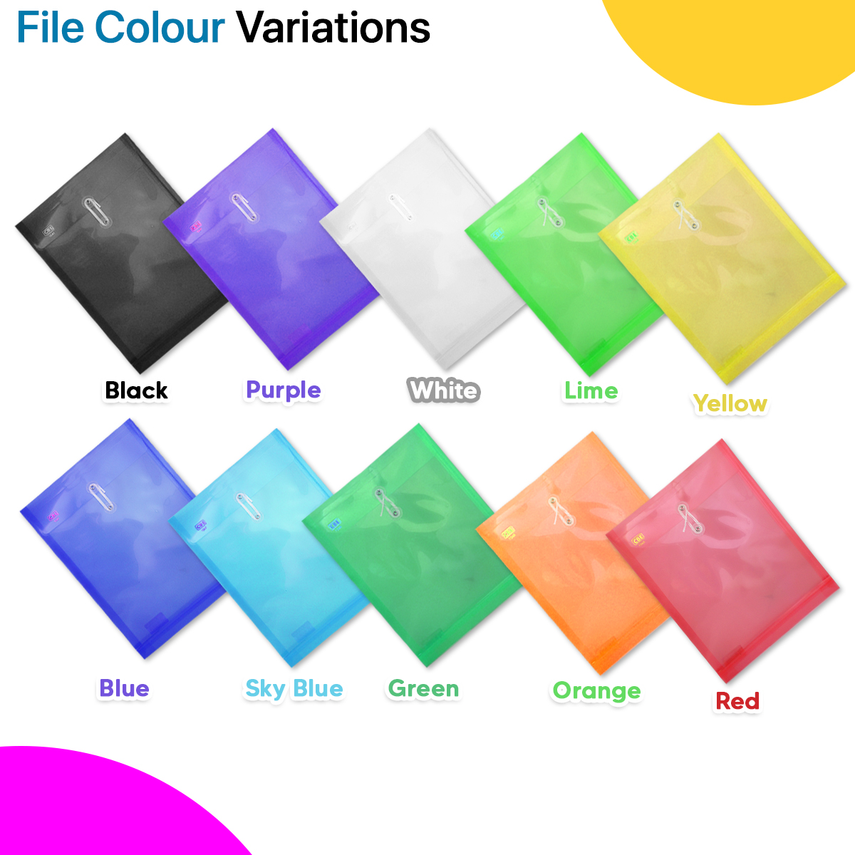 A4/F4 CBE Transparent File String Folder Colour PVC Holder 104A/104F ...