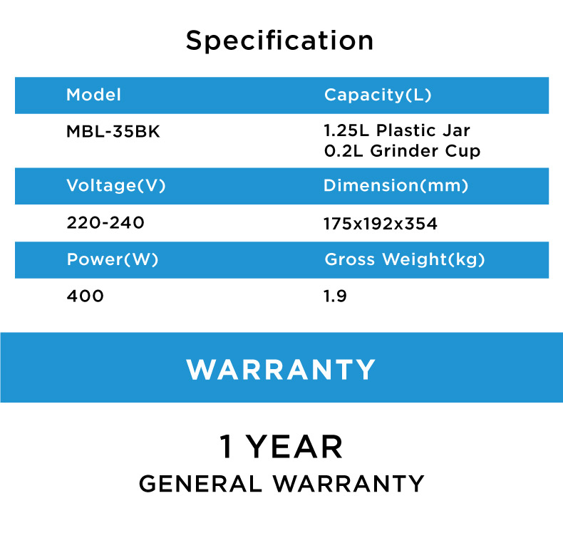 Midea MBL-35BK 1.25L Blender (350W) *With Grinder* | Shopee Malaysia