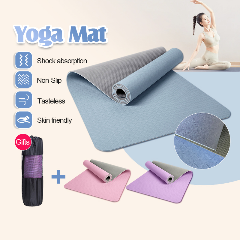Thick TPE Yoga Mat Non Slip Carpet Mat Fitness Gym Mats Yoga Mat 6MM ...