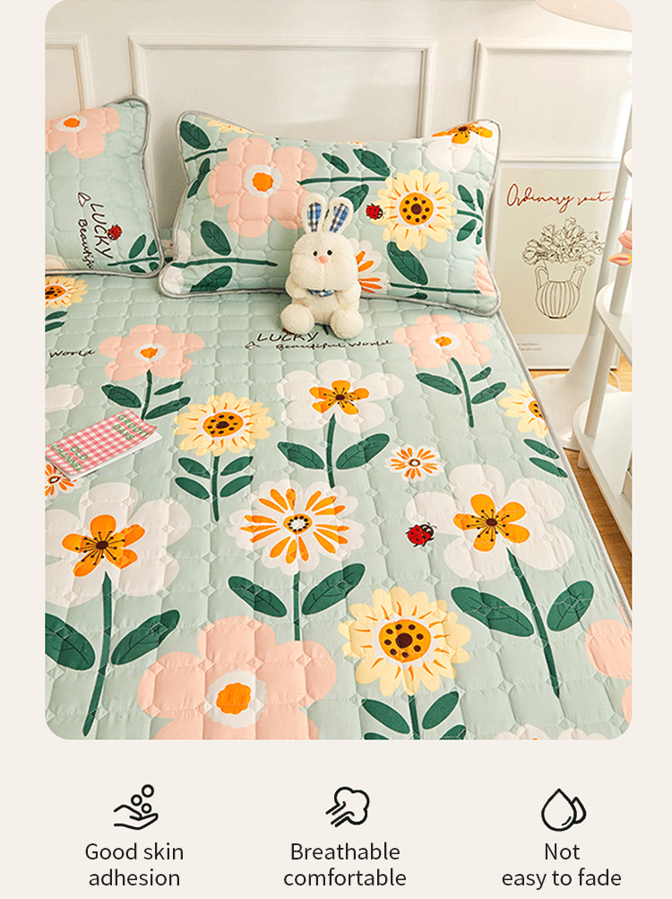 Flower Colored Mattress Protector Cotton Cadar Single/Queen/King Size ...