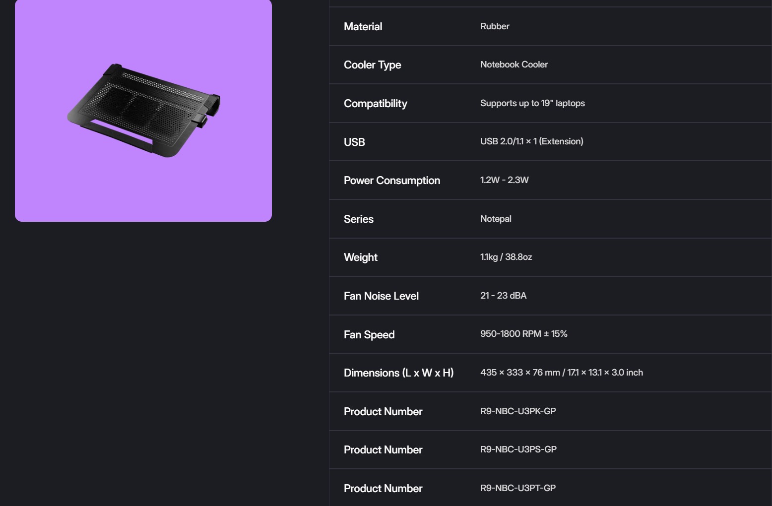 Cooler Master CM NOTEPAL U3 PLUS BLACK Notebook Laptop Cooling Cooler ...