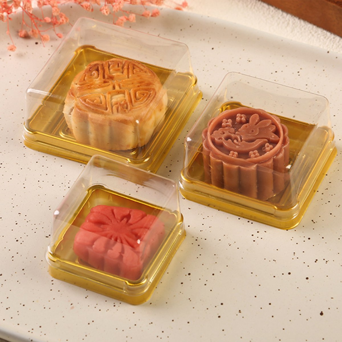 50 Pcs Transparent Plastic Mooncake Tray 【50g/75g/100g】Dessert ...