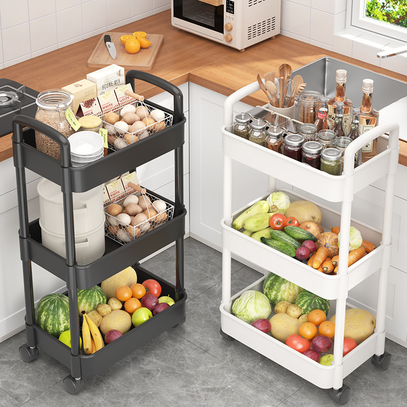 3/4/5 Tiers Kitchen Trolley Storage Rack With Wheel Multifunction ...