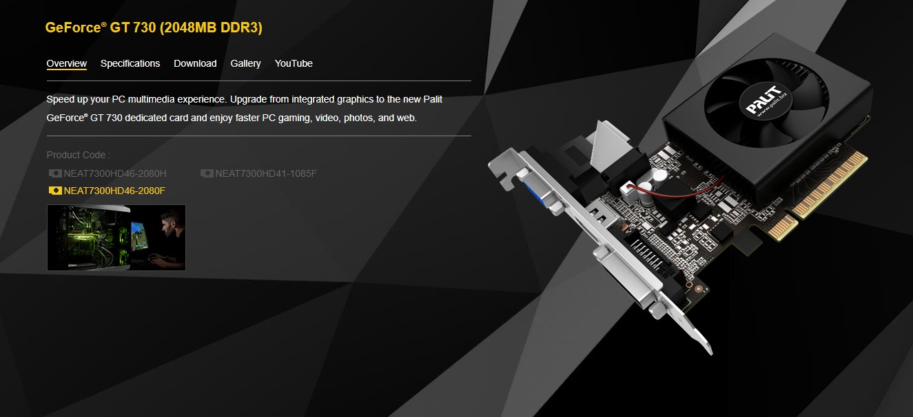 Palit GT 730 2GB DDR3 Nvidia GeForce GPU GT730 2048MB D3 Graphic Card ...