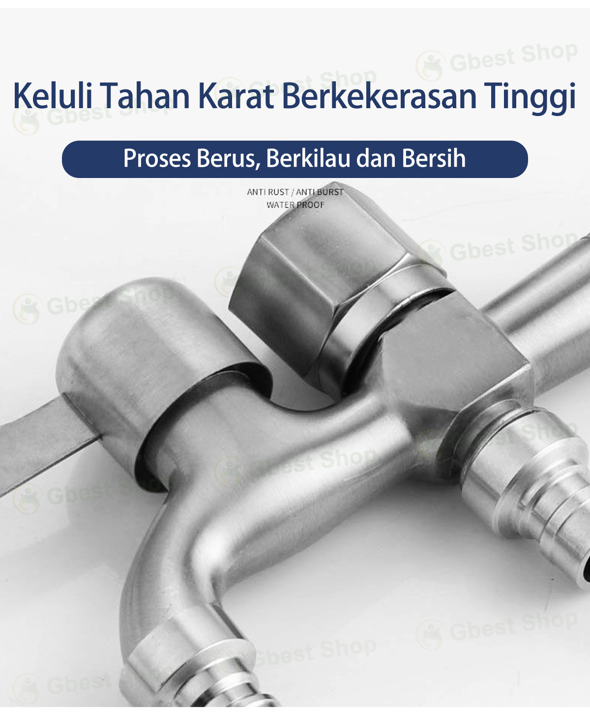 Stainless Steel Two way garden water tap double head Kitchen Bathroom ...