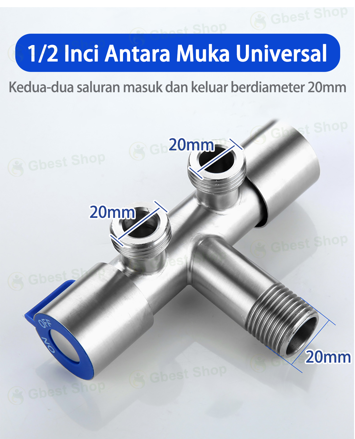 Stainless Steel Two way Angle Valve Kitchen Bathroom Toilet double head ...