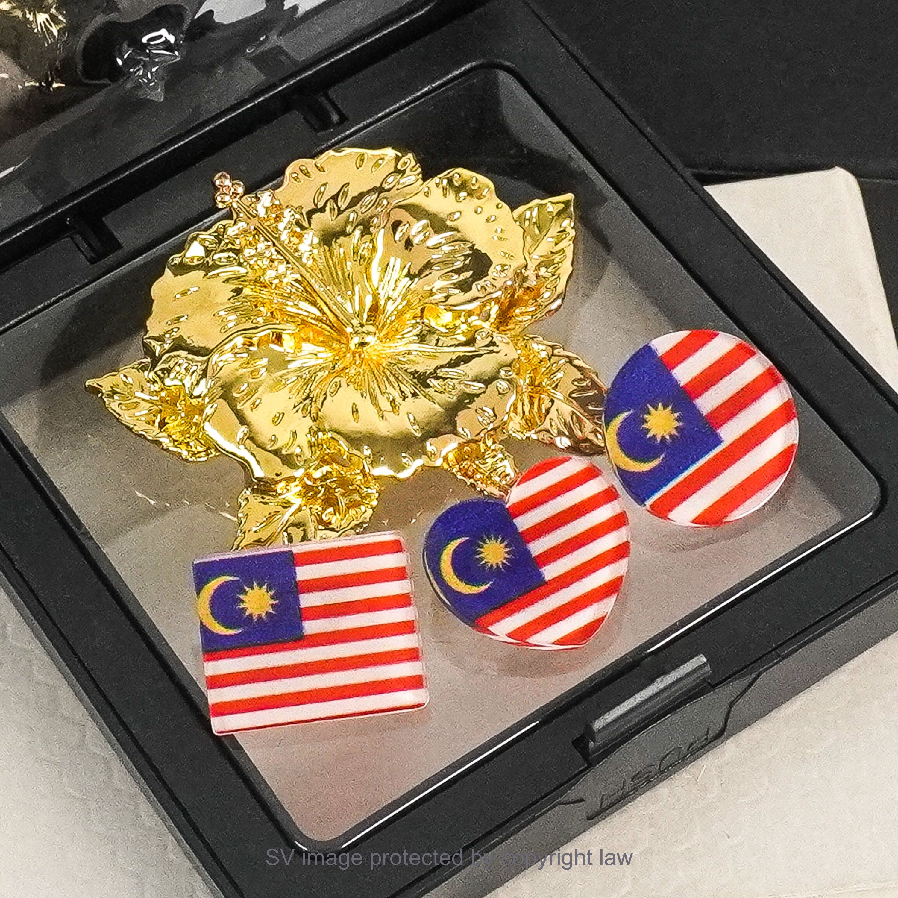 Brooch Pin Tudung Bunga Raya 1Pc/3Pcs Bendera Jalur Gemilang Malaysia ...