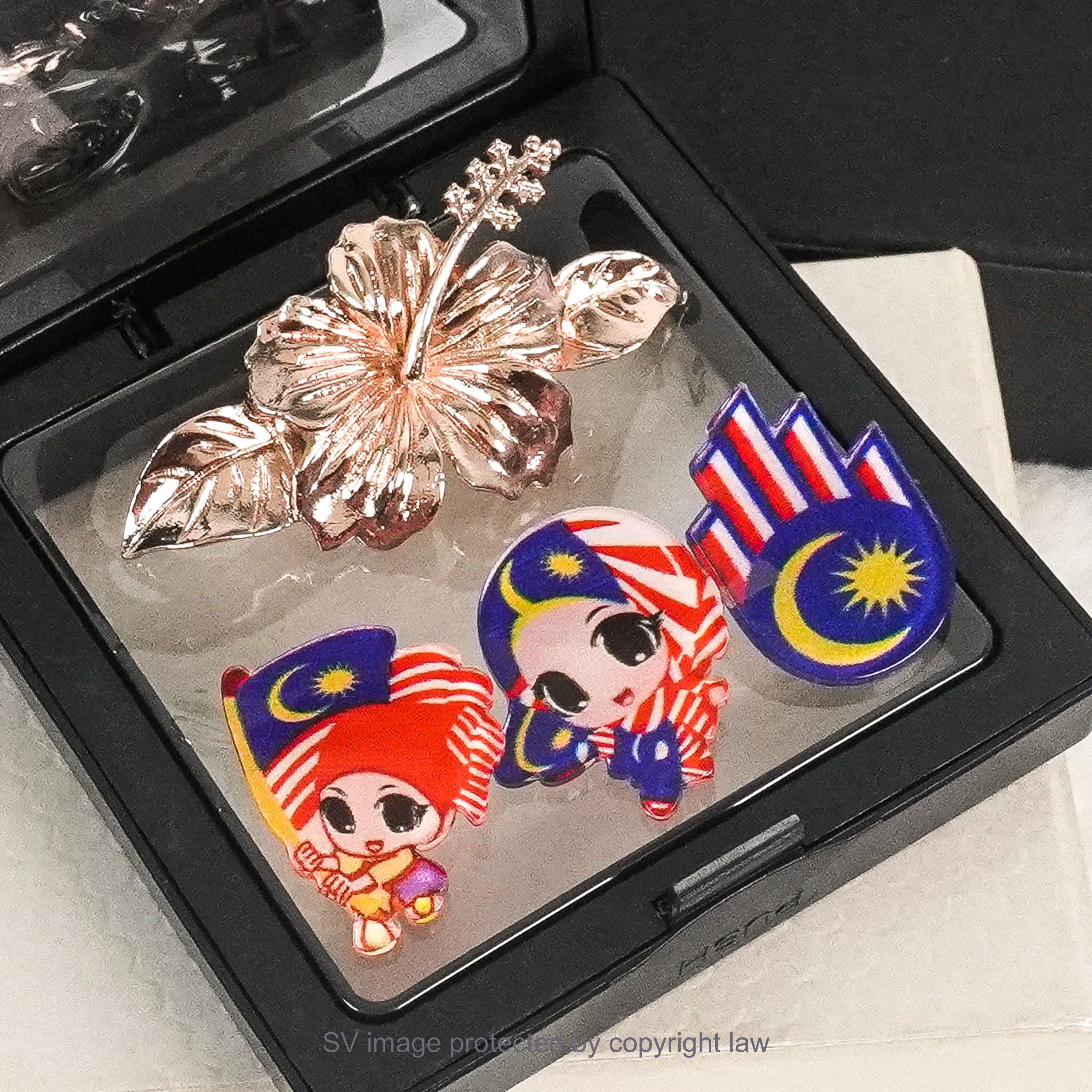 Brooch Pin Tudung Bunga Raya 1Pc/3Pcs Bendera Jalur Gemilang Malaysia ...