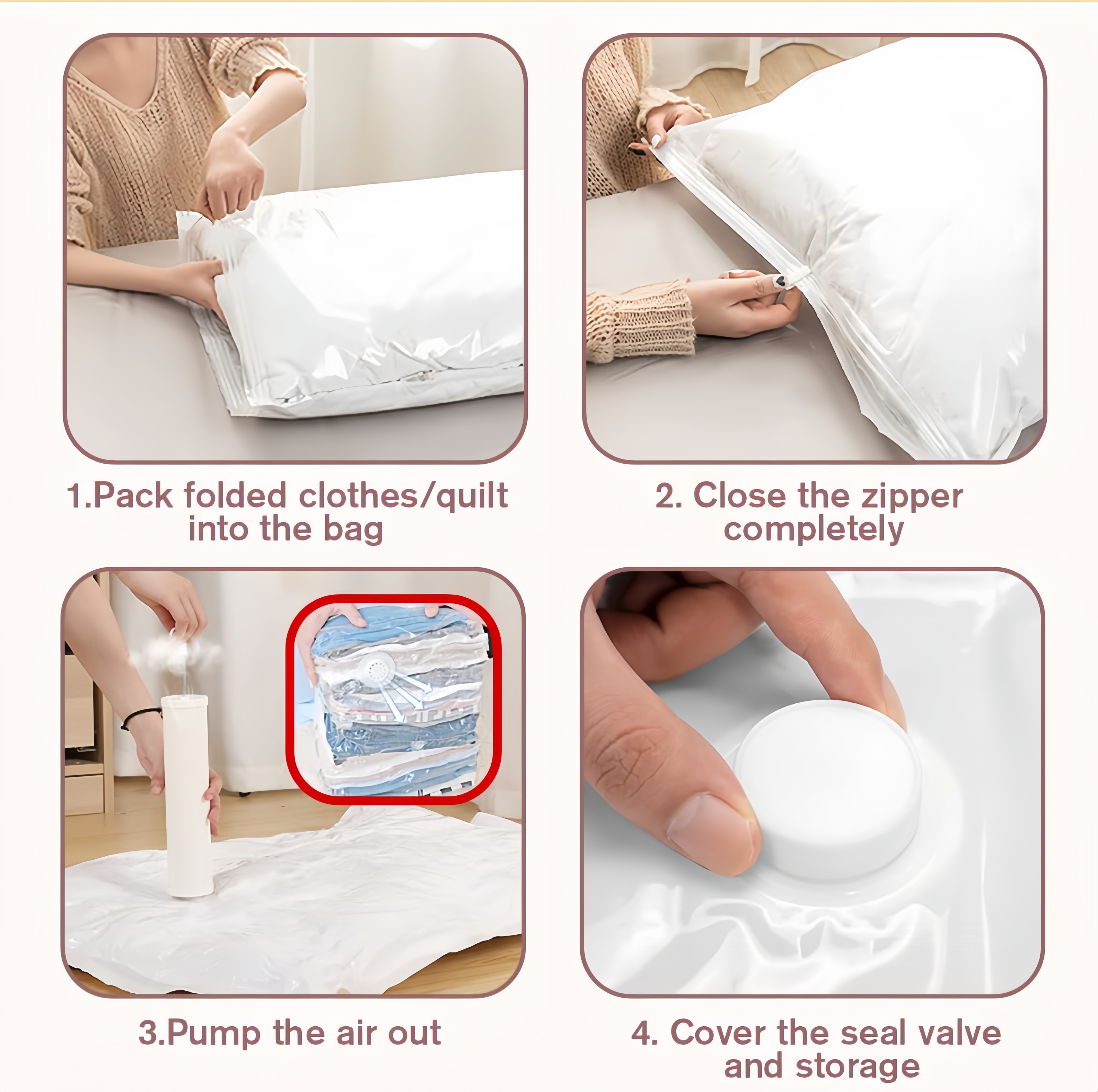 Vacuum Storage Bag Space Saving Resealable Vacuum Bags With Pump ...