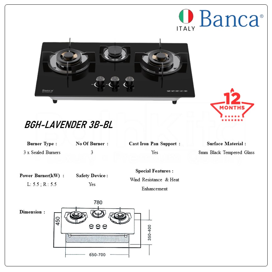 BANCA DAHLIA HAZEL BELLA TULIP LAVENDER Cooker Hood Kitchen Hood ...