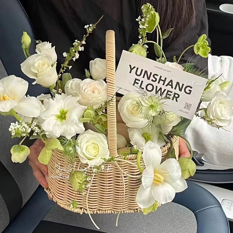 (306-309) BASKET FLOWER BOX Weave Rattan Wicker Storage Fruit Rattan ...