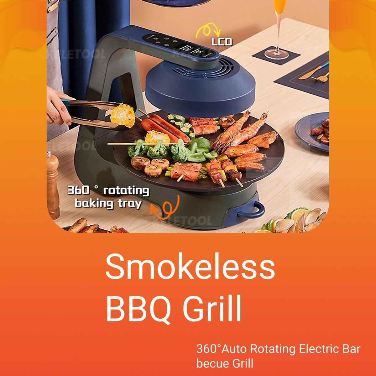 360°Auto Rotating Electric Barbecue Grill 3D Smokeless Infrared Baking ...