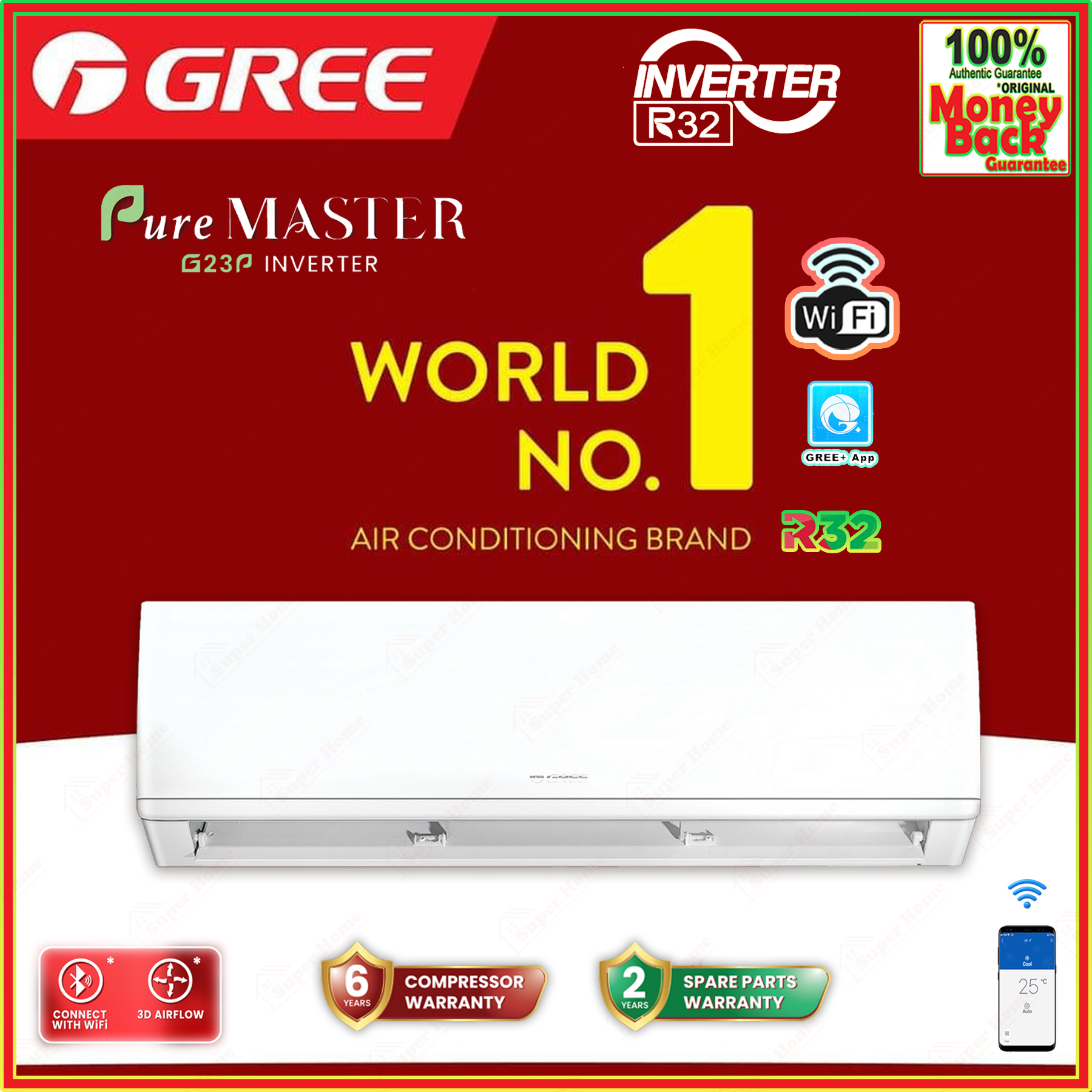 Gree 1.0hp Non Inverter Air Conditioner GWC09AGBXA-K6NNA2A/I ...