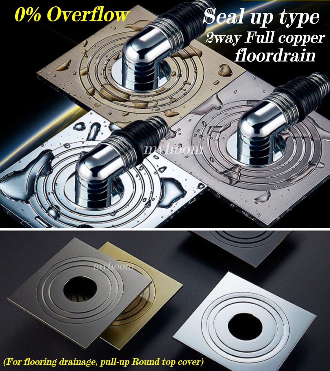 Full Copper 10X10CM Washing Machine Area Floor Drain/Anti Insects floor ...