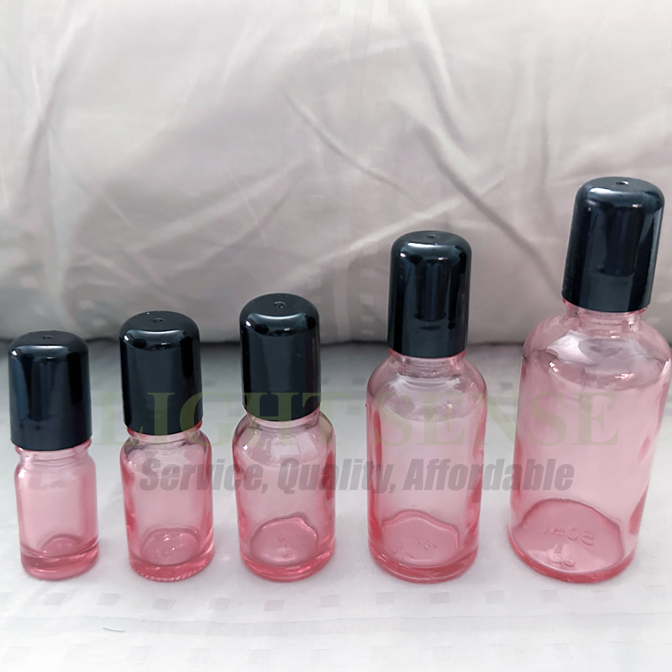 Pink Glass Roller Bottle with Stainless Steel Ball 5ml 10ml 15ml 30ml ...