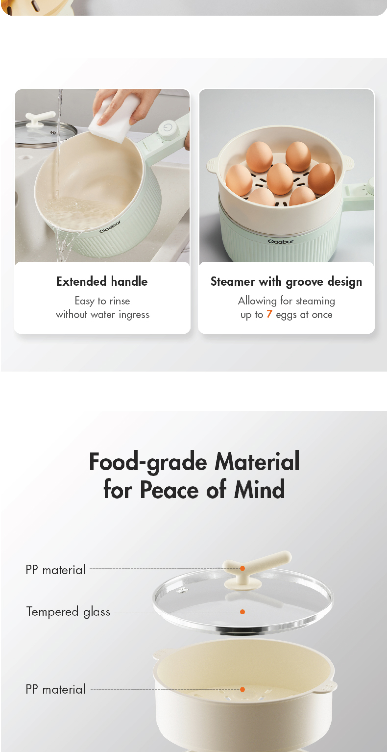 Gaabor 2L Electric Cooker Multifunctional Electric Skillet Hot Pot Non ...