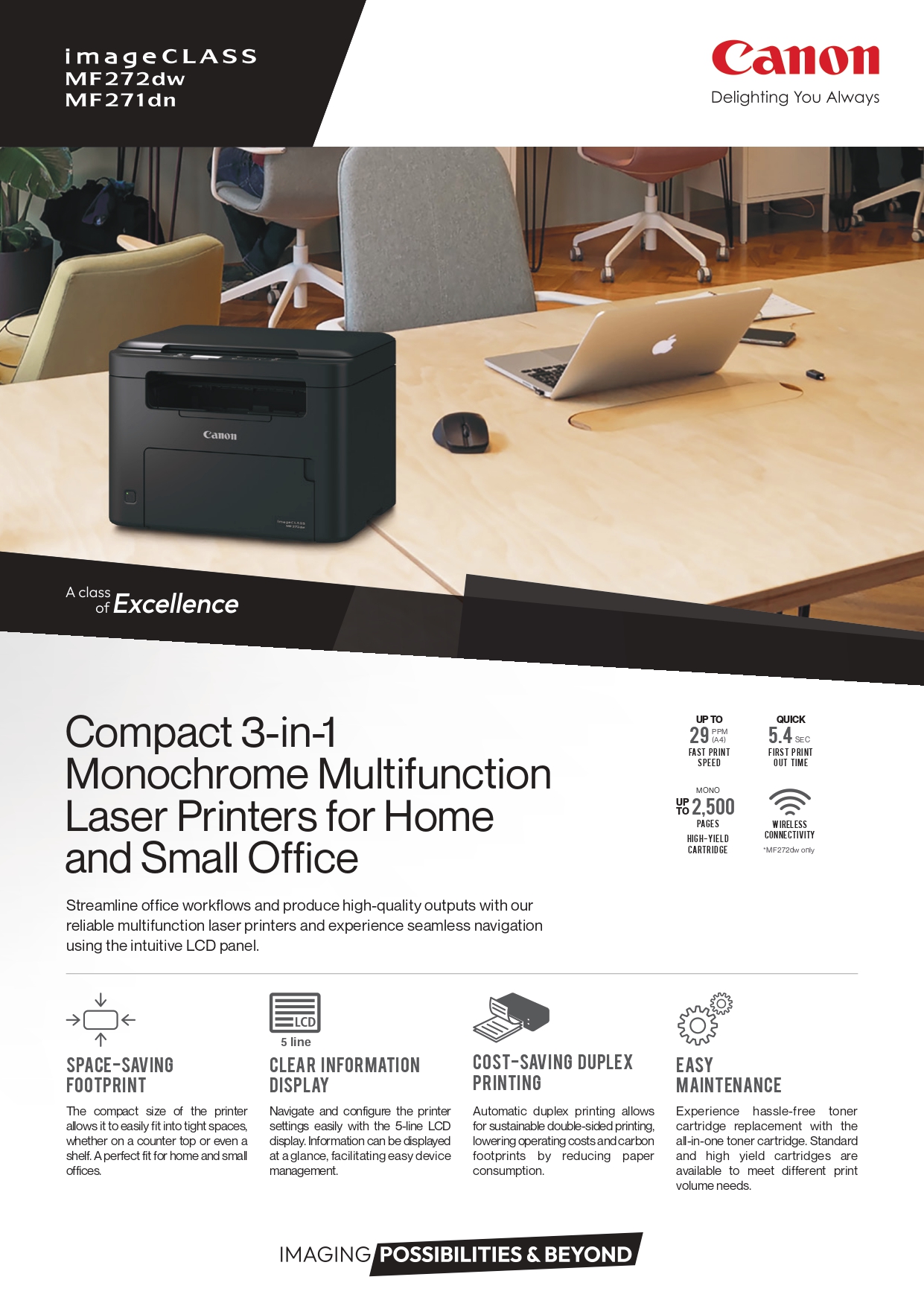 Canon Monochrome Laserjet imageCLASS MF272dw A4 3in1 Wireless Printer ...