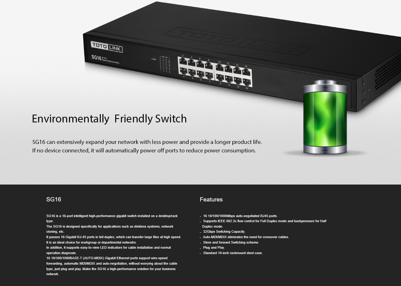 TOTOLINK SG24 24-Port / SG16 16-Port Network Switch Rackmount 16 / 24 ...