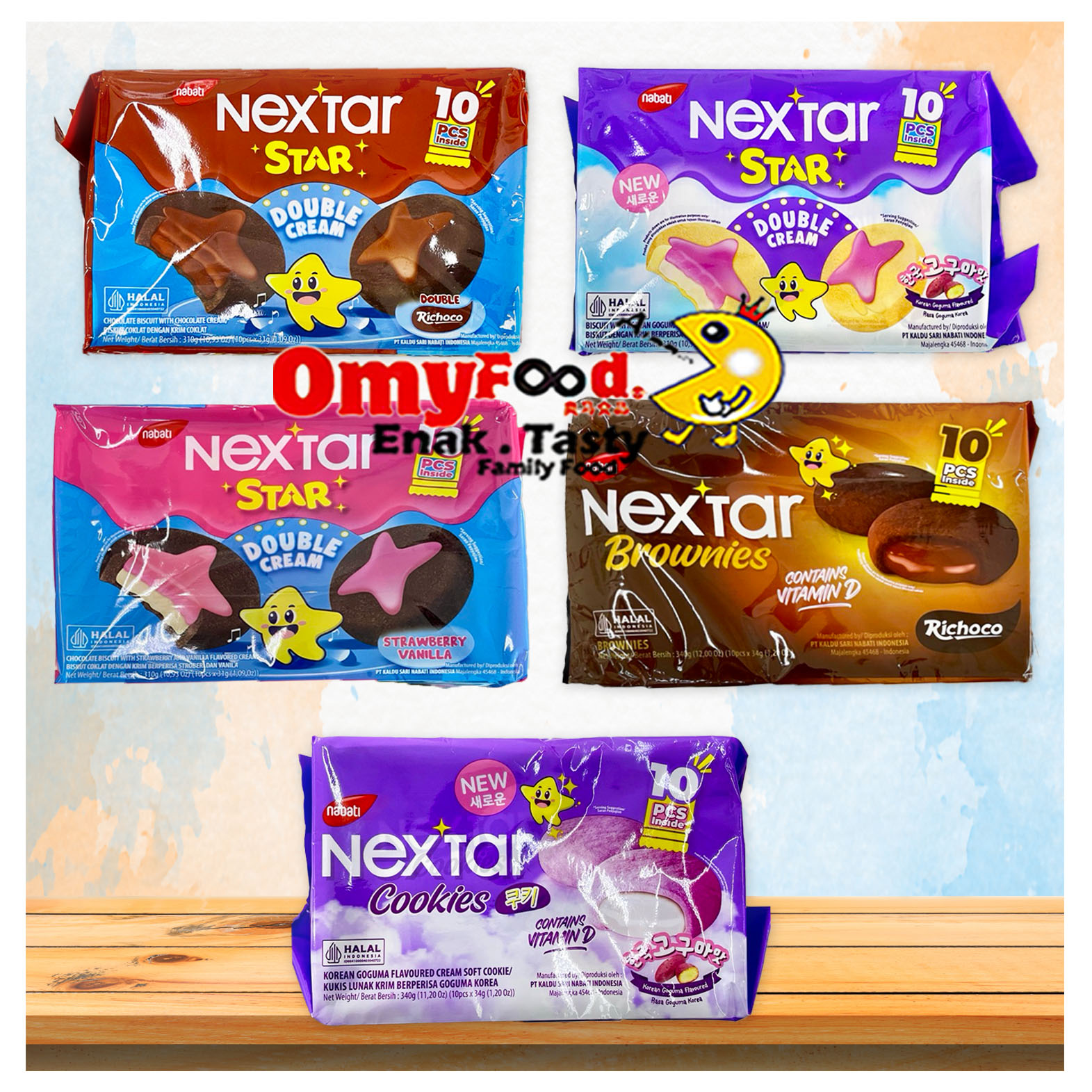 340g Nabati Nextar Cookies [Korean Goguma / Strawberry Vanilla / Double ...