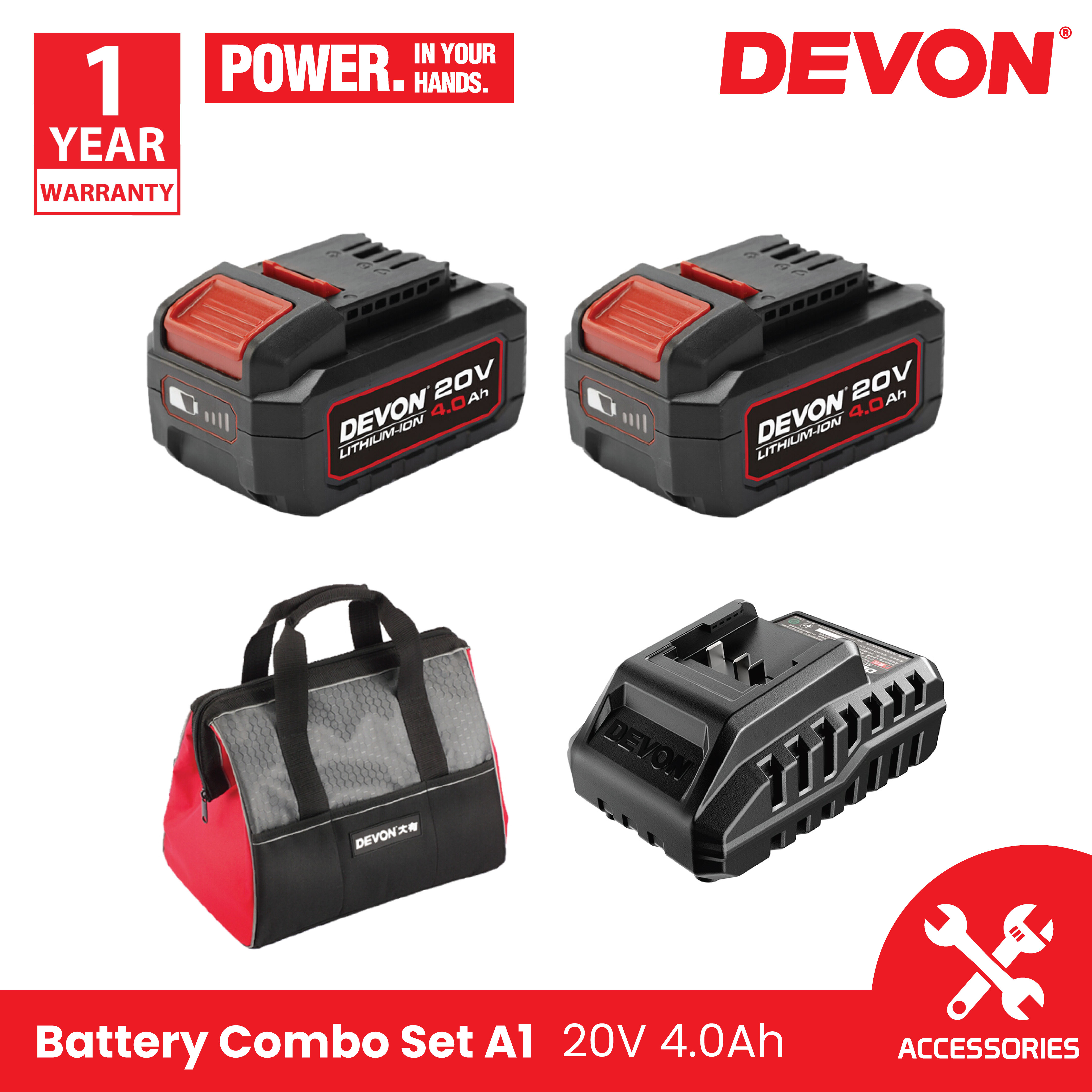 Devon Battery Combo Set 20V 4.0Ah/5.0Ah | Shopee Malaysia