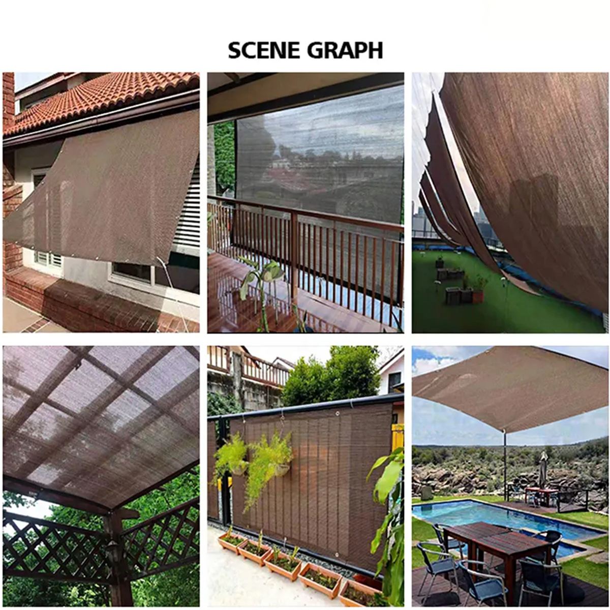 Anti-UV 80% Sunshade Sail Jaring Coklat Emas Luar Taman Jaring Ladang ...