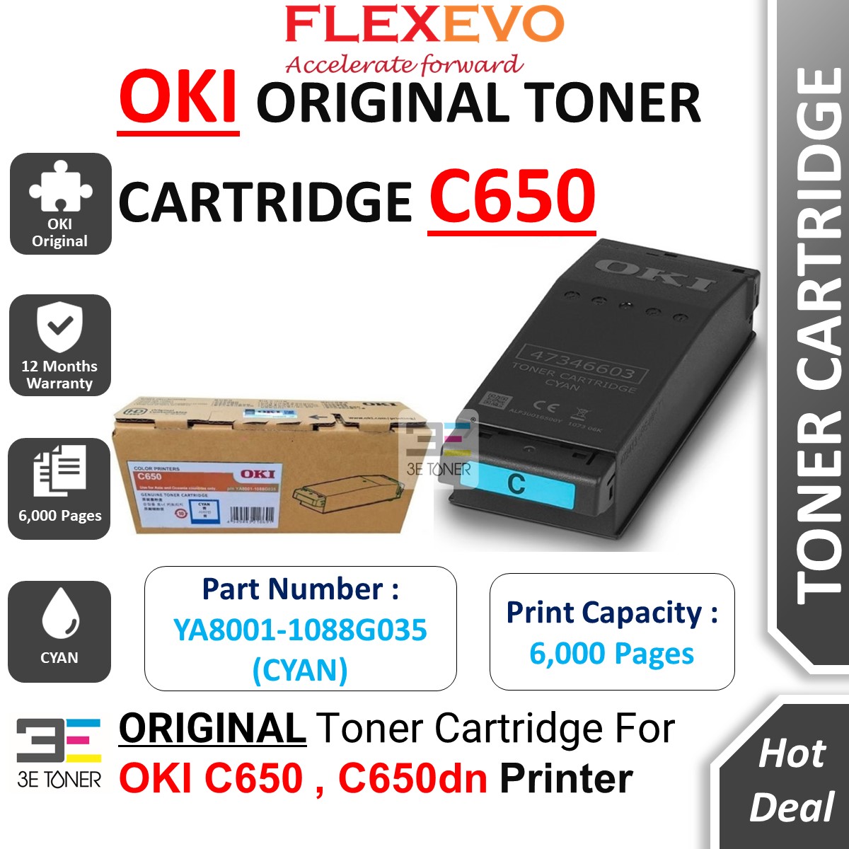 Original OKI C650 Toner Cartridge YA8001-10088G036 YA8001-10088G035 ...