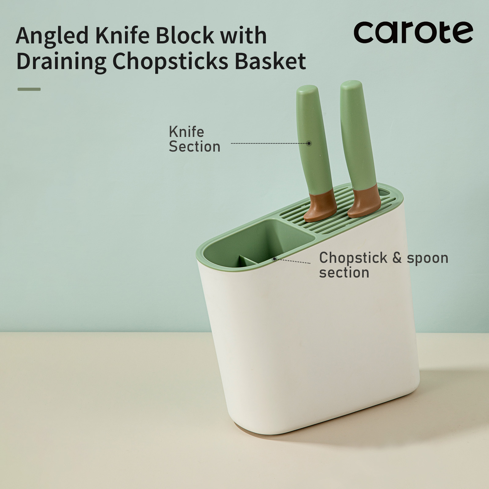 CAROTE Bio Green Series 4-Piece Stainless Steel Knife Set Kitchen Tools ...