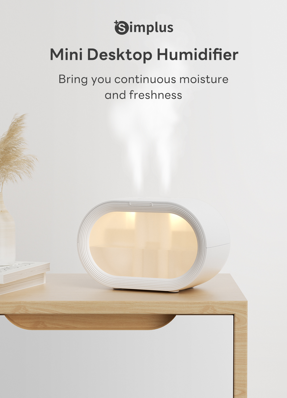 Simplus Mini Desktop Humidifier丨500ml Capacity丨Dual-Spray 丨Ambient ...