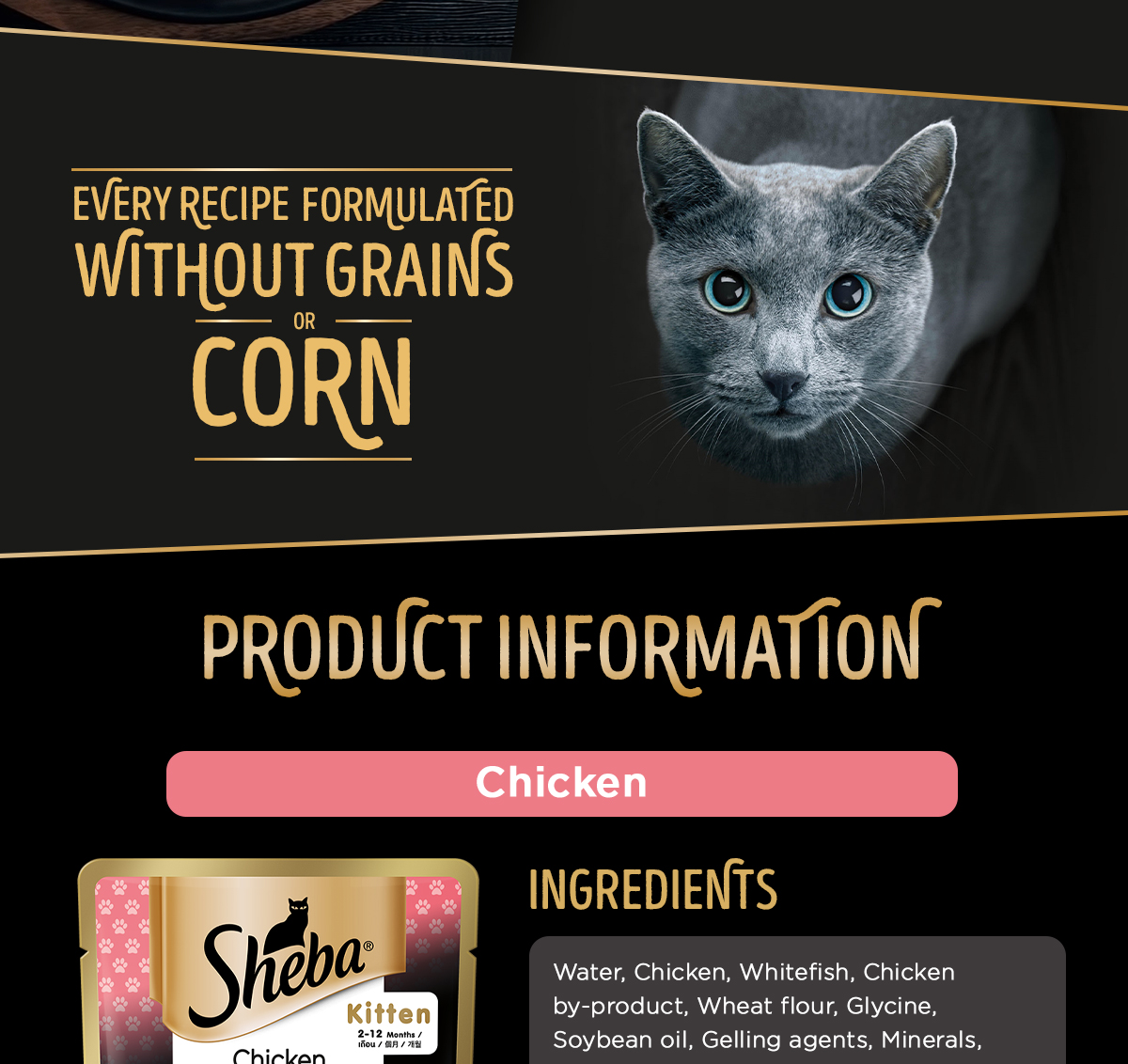 SHEBA Pouch Cat Wet Food for Kitten in Chicken Flavor 70g (6-Pack ...