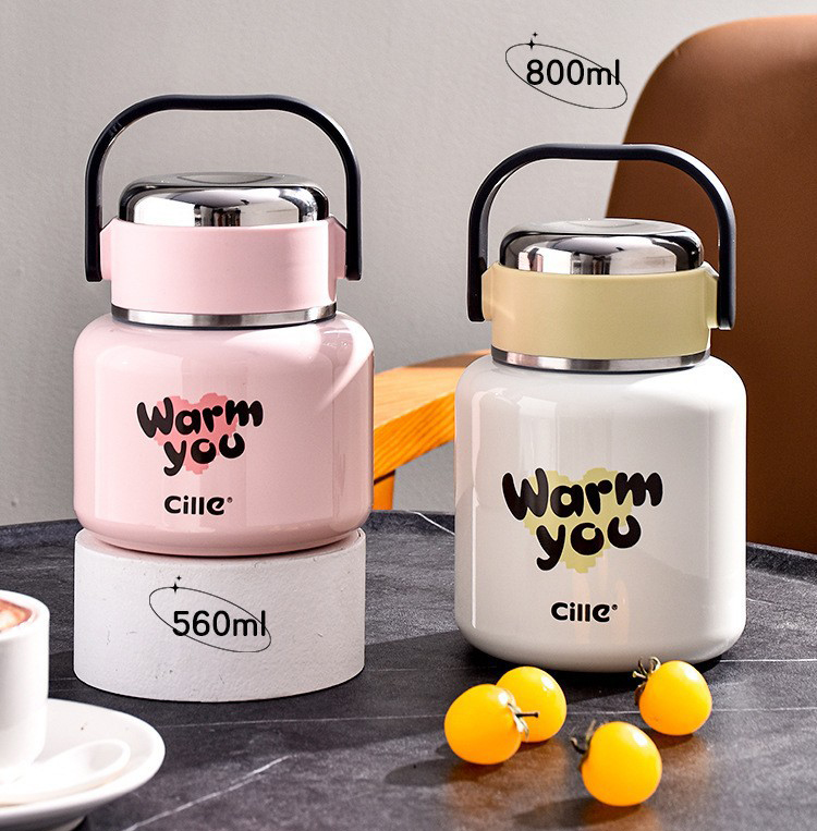 Cille 560ml/800ml/1.2L 316SS Portable Thermal Cooker Food Container ...